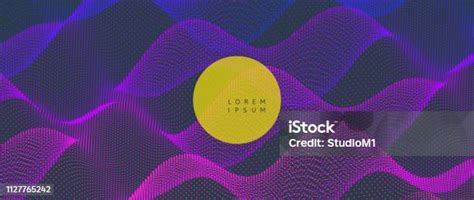 물결 모양의 그리드 배경 배너 전단지 책 표지 포스터 동적 효과입니다 도트와 3d 추상적인 벡터 일러스트입니다 소음에 대한 스톡