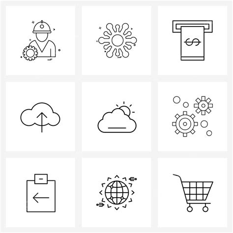 Modern Style Set Of 9 Line Pictograph Grid Based Forecast Set Of