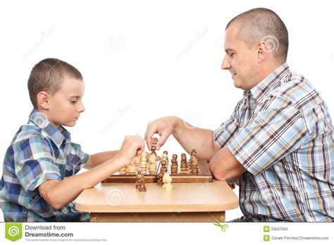 Father And Son Playing Chess Stock Image Image Of Cute Happy 20637503