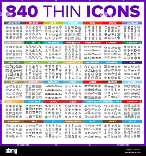 Web Icon Thin Line Big Set Vector Stock Vector Image Art Alamy