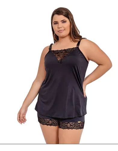 Pijama Baby Doll Short Doll Microfibra Renda Plus Size MercadoLivre