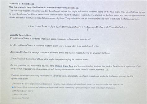 Solved Scenario 2 Excel Based Use The Scenario Described