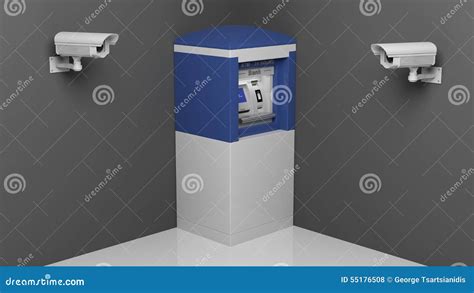 Security Surveillance Camera And Atm Stock Illustration Illustration