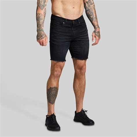 Mens Flex Stretchy Jorts Black Denim Born Primitive