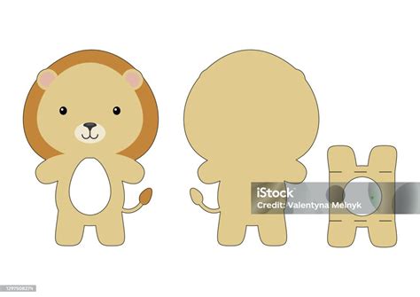귀여운 다이 컷 사자 초콜릿 계란 홀더 템플릿 부활절 달걀소매 종이 상자 인쇄 가능한 색상 구성표입니다 레이저 절단 벡터 템플릿