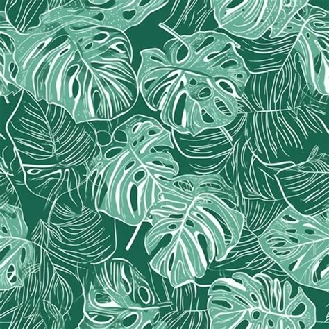 Premium Photo A Green And White Tropical Leaf Pattern On A Dark
