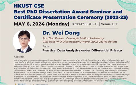 Cse Best Phd Dissertation Award Seminar Practical Data Analytics