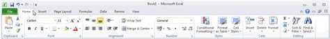 Abc MICROSOFT EXCEL 2010 Choosing Tab In Ribbon HOME TAB
