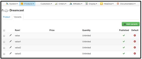 How To Manage Variants Of Product In Hikashop For Joomla X Ltheme