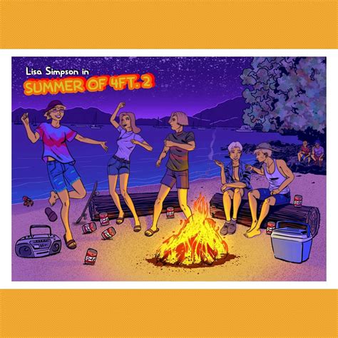 Lisa And Bart Simpson In Summer Of 4ft 2 Beach Party The Simpsons A4 Full