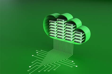 Premium Photo Abstract Server Room Circuit Cloud On Green Background Data Storage And Database