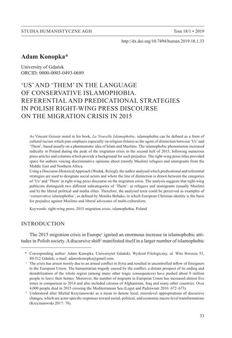 Pdf „us” And „them” In The Language Of Conservative Islamophobia