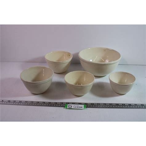 Set Of 5 Vintage Stoneware Bowls Bodnarus Auctioneering