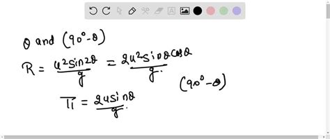 solved a projectile has the same range r for two angles of projections