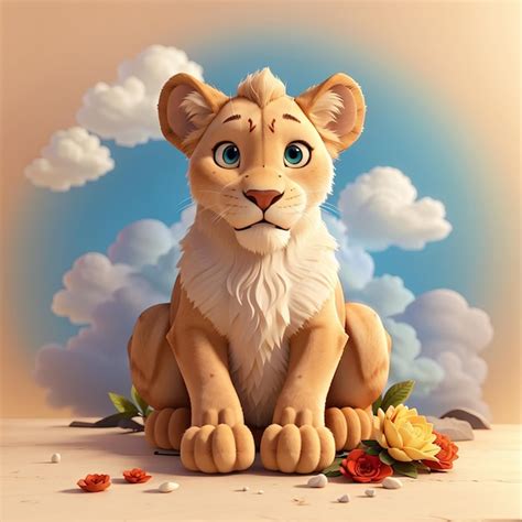 Premium Photo Cute Lioness Hugging A Cloud For Coloring