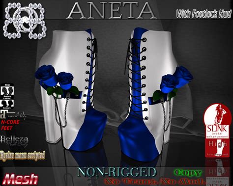 Second Life Marketplace Bhb Sale Aneta Ankle Boots Whiteblueadd