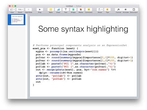 getting genetics done syntax highlight code in keynote or powerpoint
