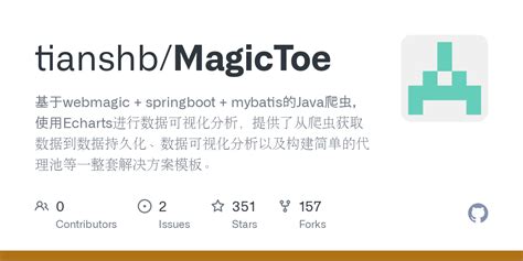 Github Tianshbmagictoe 基于webmagic Springboot Mybatis的java爬虫，使用echarts进行数据可视化分析，提供了从爬虫获取