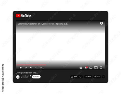 Youtube Multimedia Player Window Template Youtube Video Template Set Isolated Youtube Screen