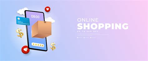 전자 상거래 프로모션에 적합한 휴대폰을 통한 온라인 쇼핑 배너 3차원 형태에 대한 스톡 벡터 아트 및 기타 이미지 3차원 형태 Brand Name Smart Phone