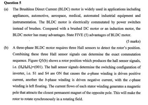 Solved Question 5 A The Brushless Direct Current Bldc