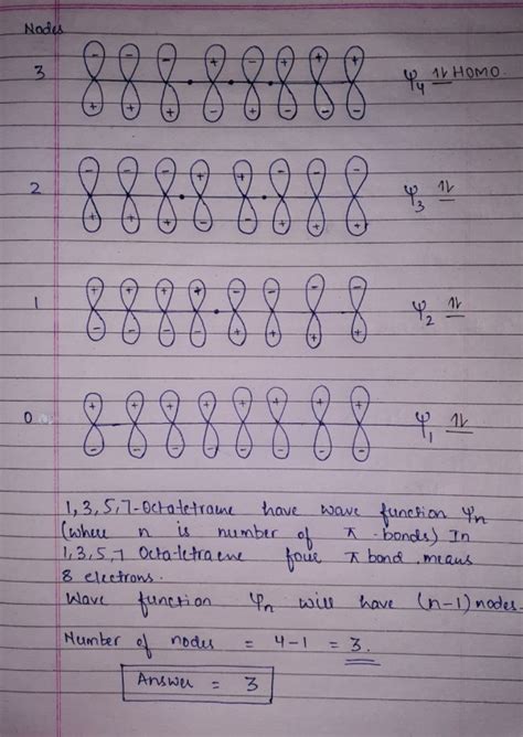 how many nodes are in the homo of 1 3 5 7 octatetraene Ο 2 1 4 3