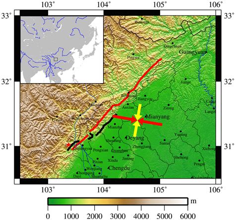 Map View Of The Wenchuan Earthquake The Red And Black Curved Lines