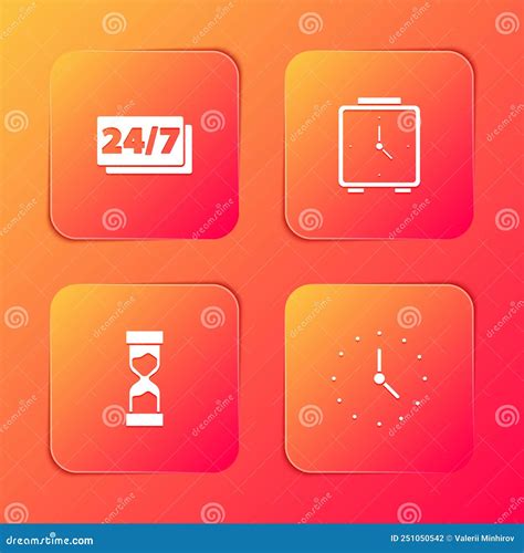 Klok Klok 24 Uur Alarm Oude Uurglas En Pictogram Instellen Vector