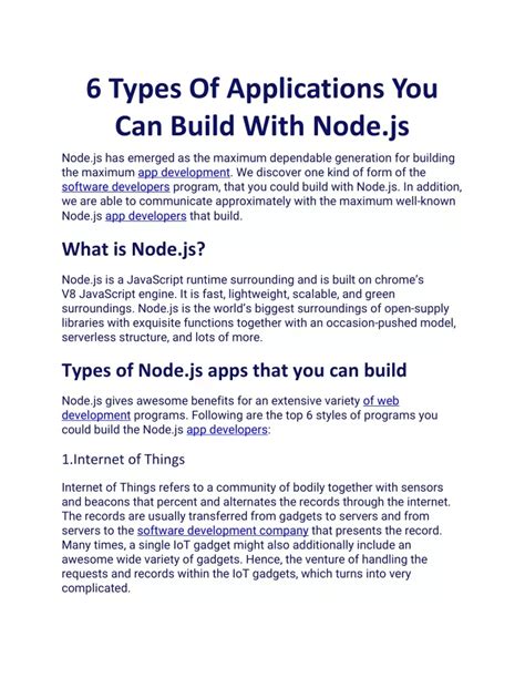 PPT 6 Types Of Applications You Can Build With Node PowerPoint