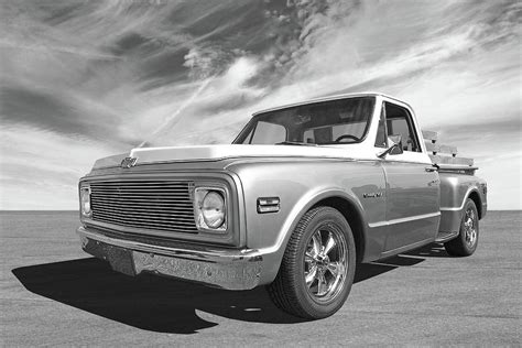 Chevy Custom C10 Stepside In Black And White Photograph By Gill