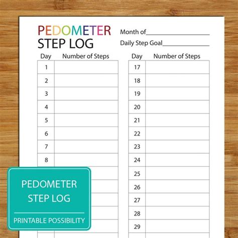 Steps Log For Pedometer Pedometer Step By Printablepossibility