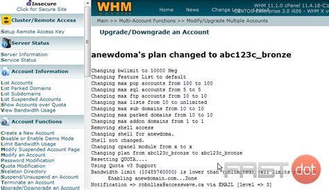 using multi account functions in whm
