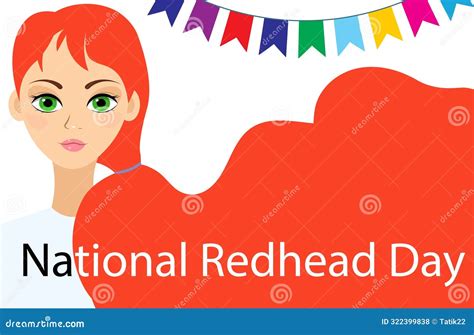 National Redhead Day Beautiful Red Haired Girl And Flags Cute Girl