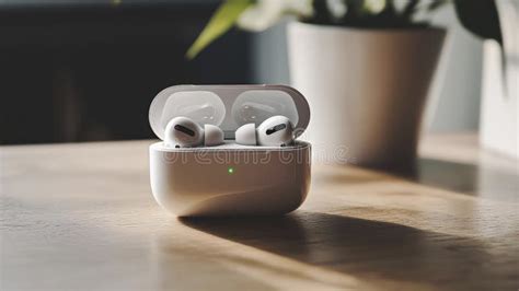 Wireless Earbuds In Charging Case Modern Home Technology Product Bright Environment Close Up