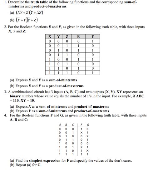 solved 1 determine the truth table of the following