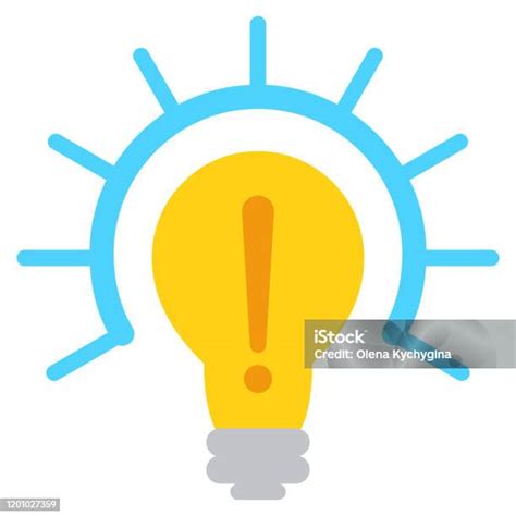 전구 아이콘 개념 혁신 창조적 인 큰 아이디어 기호 생각 솔루션 또는 에너지 기호 전구전기 램프 평면 디자인의 벡터 일러스트레이션 0명에 대한 스톡 벡터 아트 및 기타