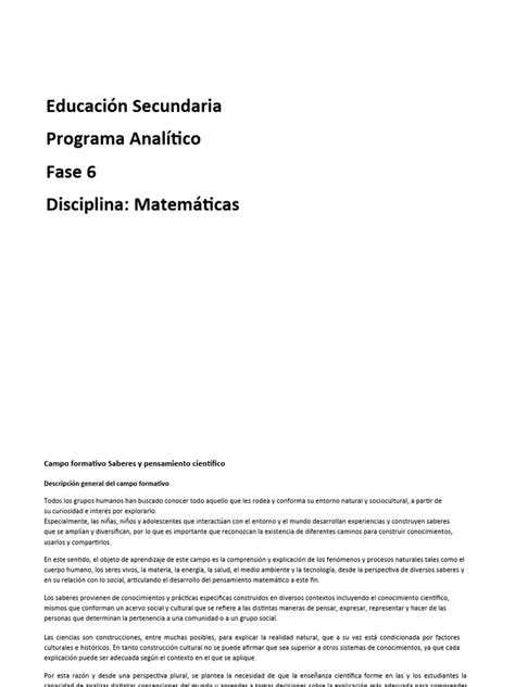 Programa Analitico Final Matematicas Taller Intensivo Pdf