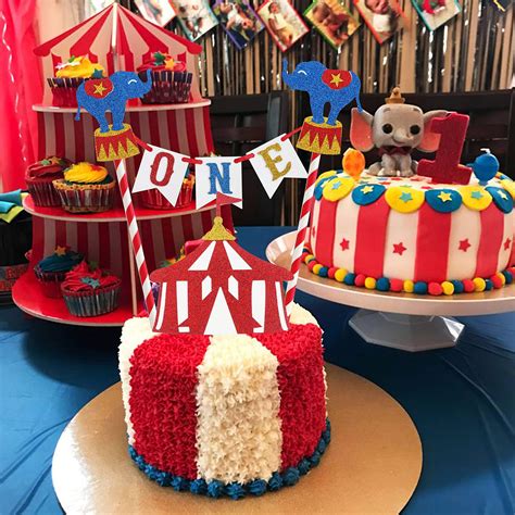 Vintage Circus Tent Cake Topper Carnival Happy Birthd