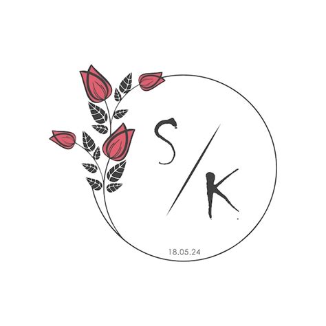 Premium Vector Sk Initial Monogram Some Rose Circle Wedding With