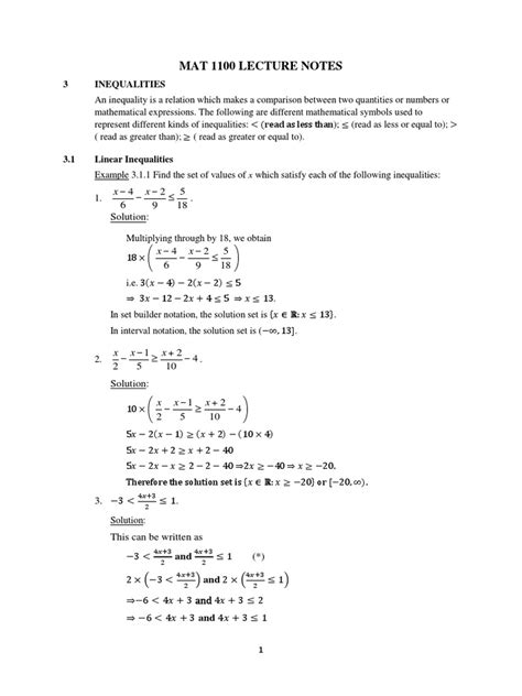 Mat 1100 Inequalities 2020 Pdf Inequality Mathematics Arithmetic