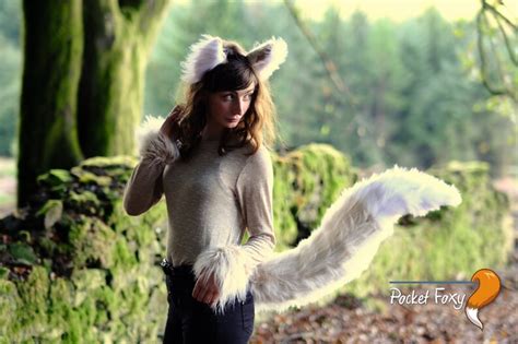 Fox Ears And Tail Set Perky 30 Long Realistic Beige Etsy