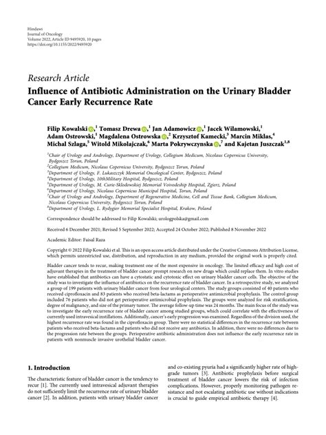 Pdf Influence Of Antibiotic Administration On The Urinary Bladder