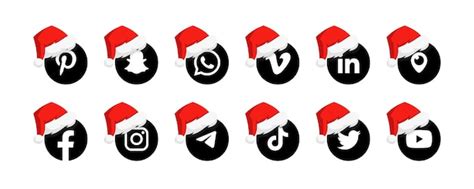 Premium Vector Social Media Icon Set Teitter Instagram Facebook Tik Tok New Year Holidays