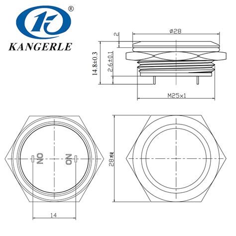 25mm Flat Head Momentary Metal Push Button Switch KANGERLE ELECTRONICS