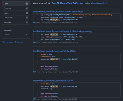 Hardcoded Flask Secrets Key Privilege Escalation Issue FreeTAKTeam FreeTakServer
