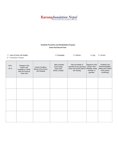 Home Visit Form Karuna Lms