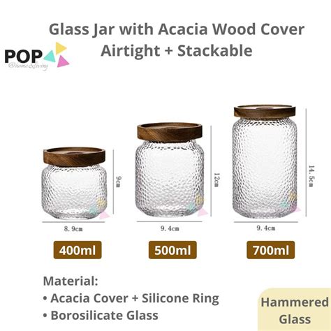 Airtight Glass Jar Wood Lid Food Storage Container Kitchen Organiser