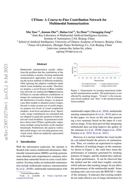 Pdf Cfsum A Coarse To Fine Contribution Network For Multimodal