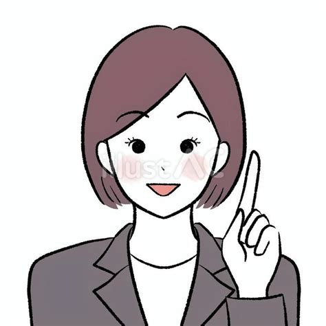 笑顔で指さしするスーツの女性イラスト No 24274119｜無料イラスト・フリー素材なら「イラストac」