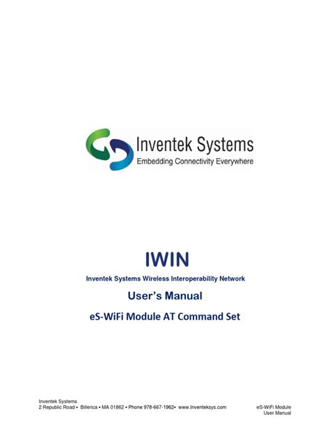 Inventek Iwin Command Set Users Manual Pdf Information And Communications Technology Computing